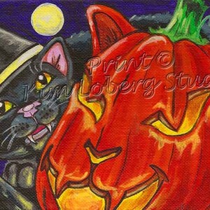Witch's Black Cat Pumpkin Cat-o-lantern Moon Halloween - Etsy