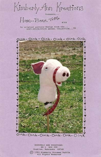 Kids Stick Ham Bone Pig Sewing Pattern by Nebraska Designer Kim Loberg ...