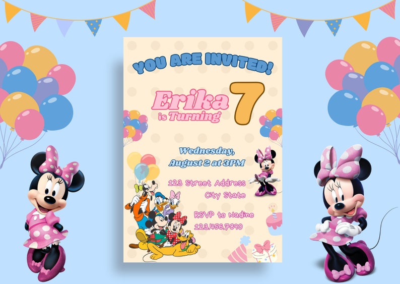 Walt Disney Birthday Invitation Template Easy Editable Template on ...