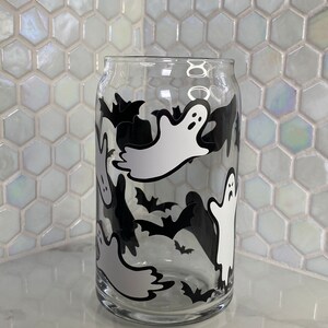 16oz Ghost Cup, Ghost Iced Coffee Cup, Halloween Gift, Ghost Glass Cup ...
