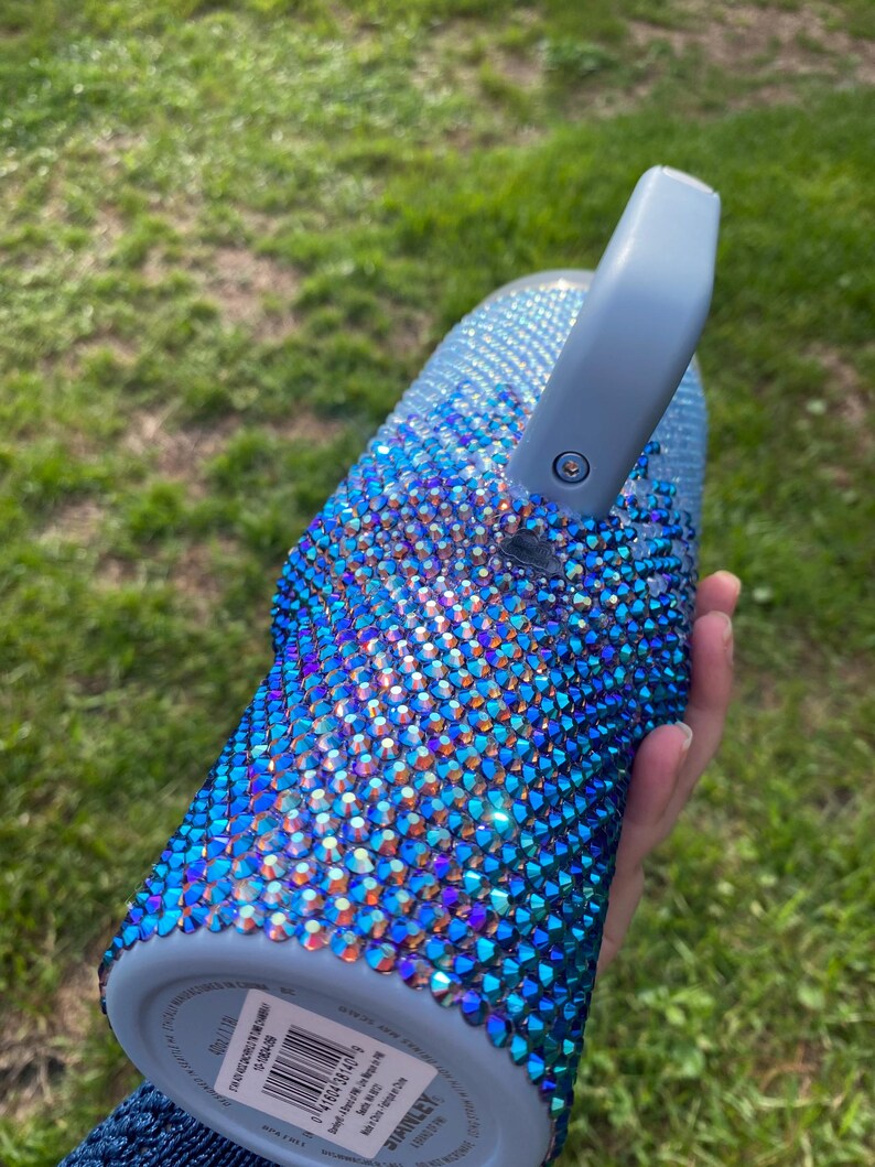 40oz Blue Ombré Bedazzled Stanley Tumbler, 40oz Stanley Bling Tumbler ...