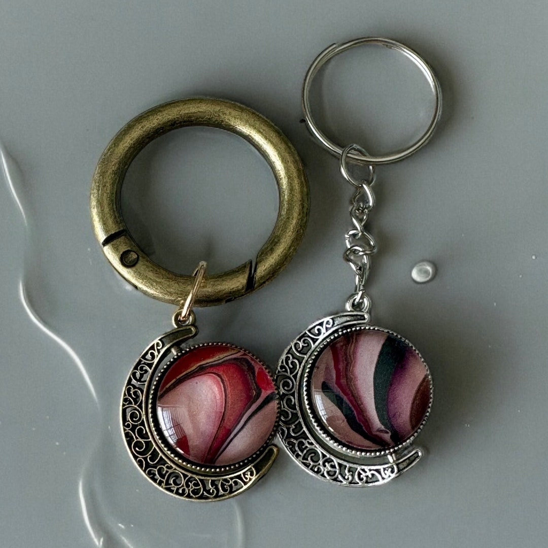 His and Hers 2 Coordinating Circular, Carabiner or Silver, Red and ...