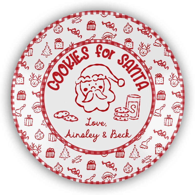 Ceramic Santa Cookies Plate - Etsy