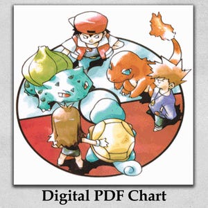 Pokémon Cross Stitch Chart Gen 1 Trainers Full Coverage Digital Pattern ...