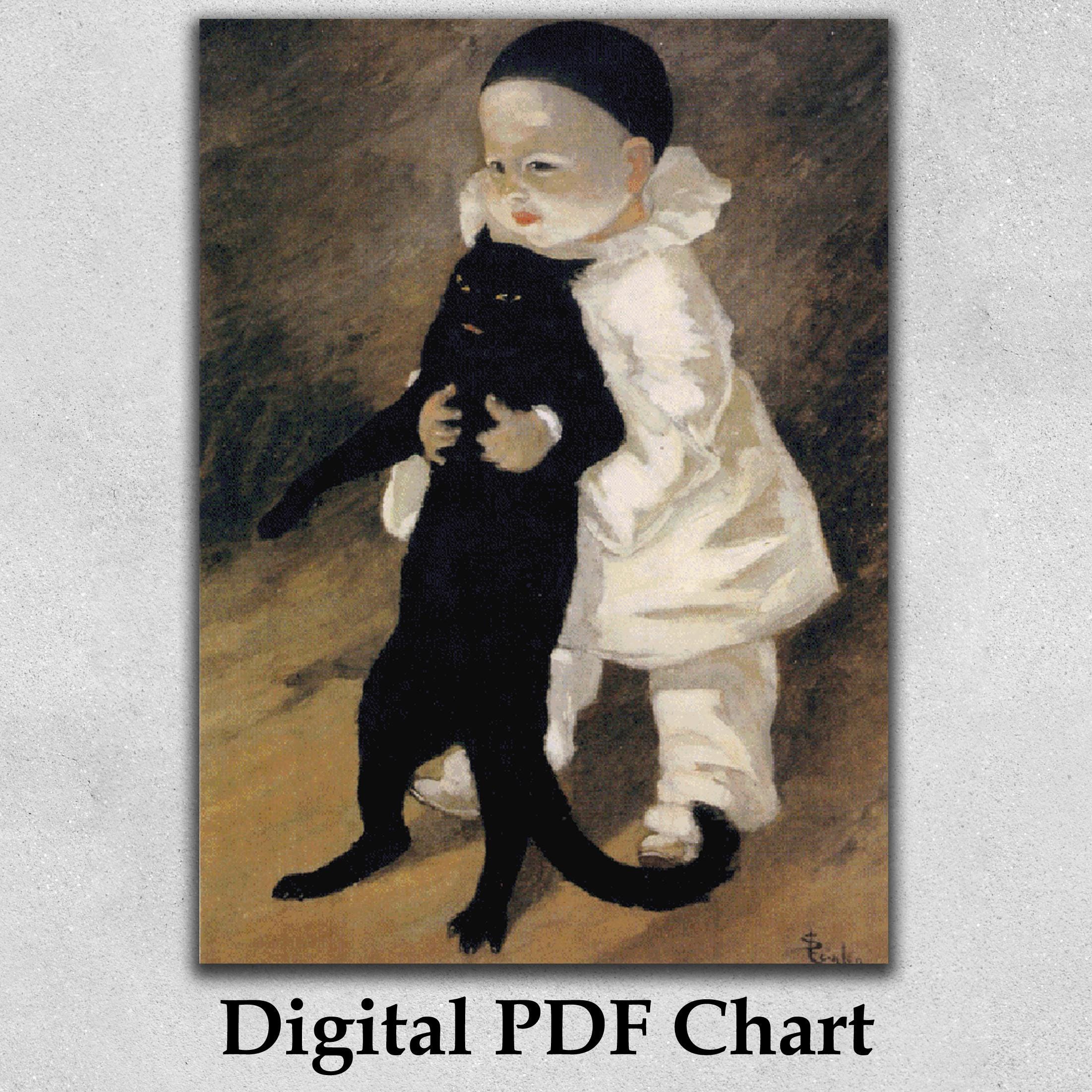 Pierrot Et Le Chat Cross Stitch Chart Digital Pattern Keeper Compatible ...