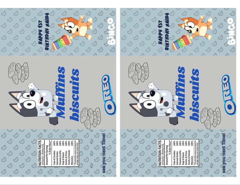 OREO Mini’s Treat Label Template BLUEY - Etsy