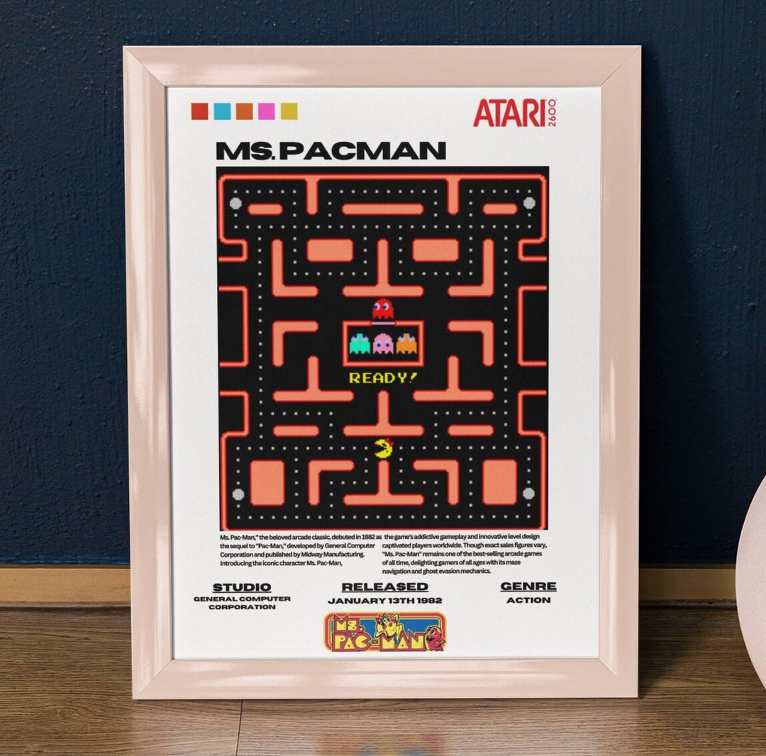 Ms. Pac-man Digital Download Poster, Retro, Game Poster, Pac-man Print ...