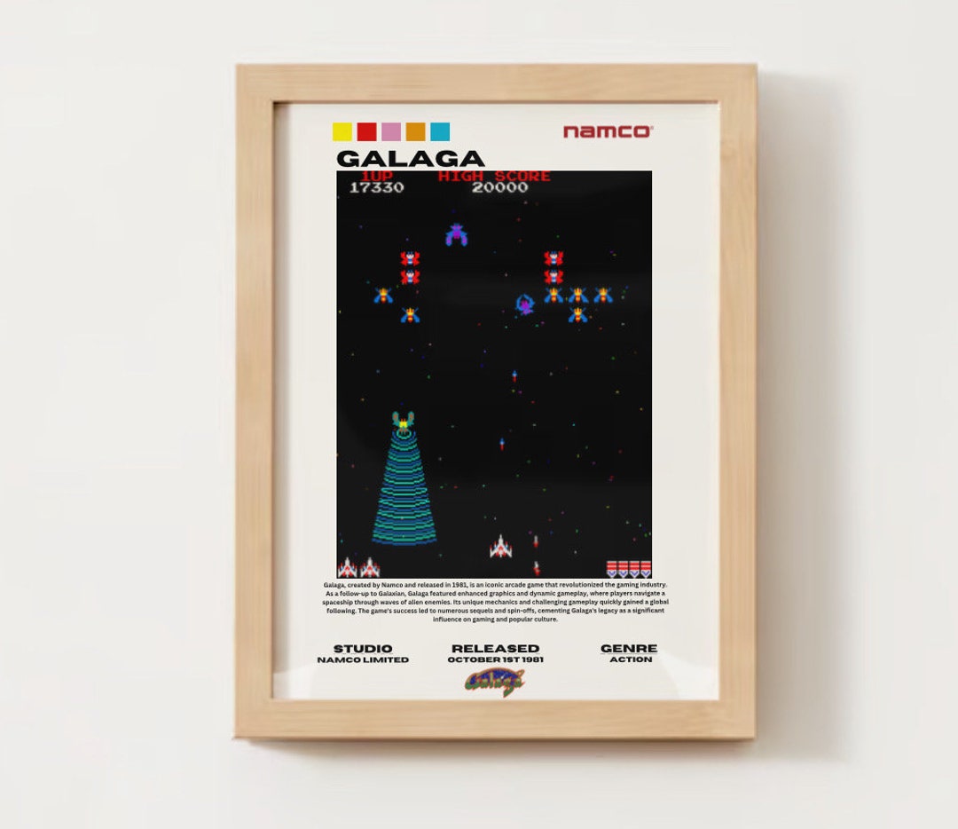 Galaga Digital Download Poster, Retro, Game Poster, Galaga Print ...