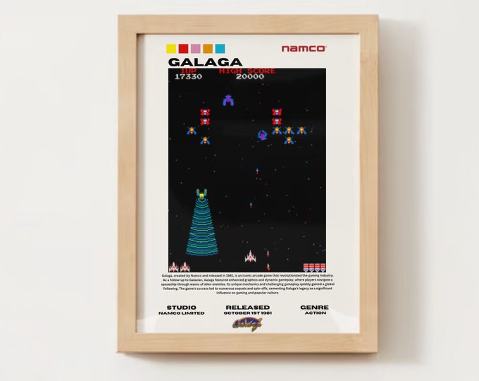 Galaga Digital Download Poster, Retro, Game Poster, Galaga Print ...