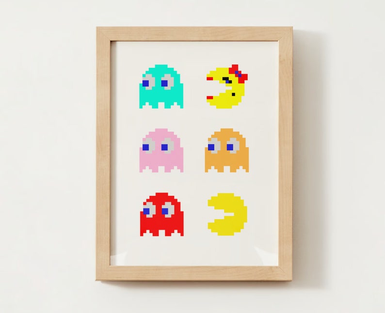 Pac-man Retro Arcade Prints Set, Video Game Prints, Video Game Art ...