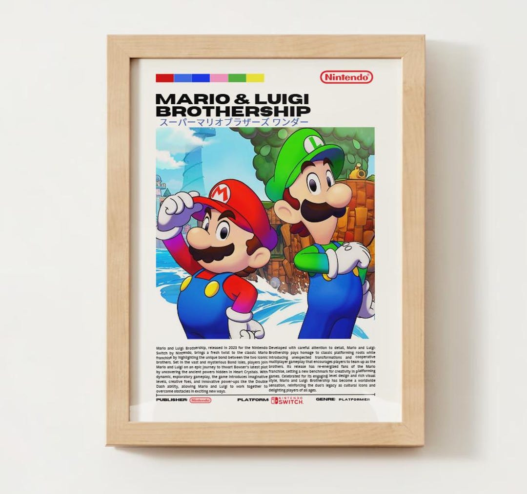 Mario & Luigi Brothership Digital Download Poster, Switch Art, Game ...