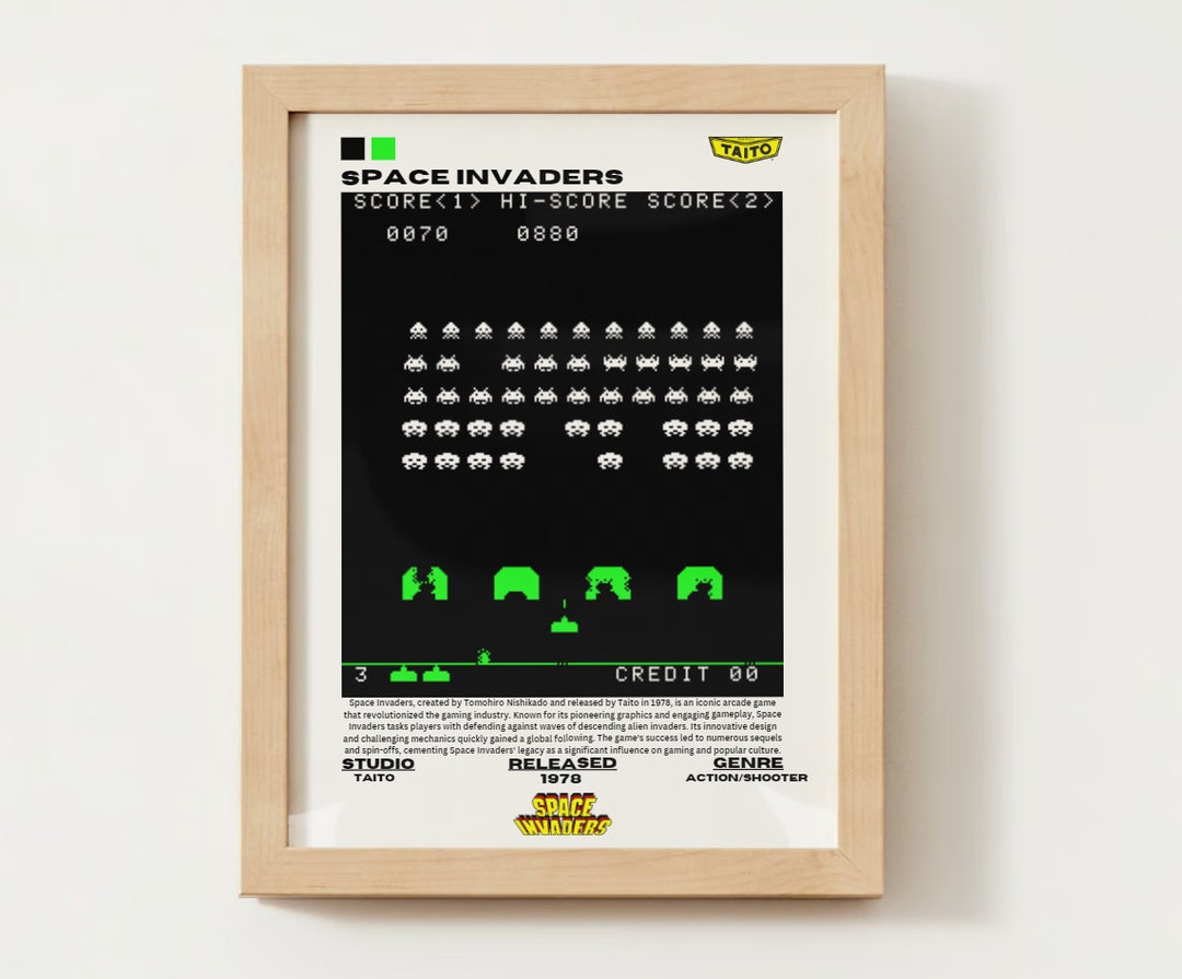 Space Invaders Digital Download Poster, Retro, Game Poster, Space ...