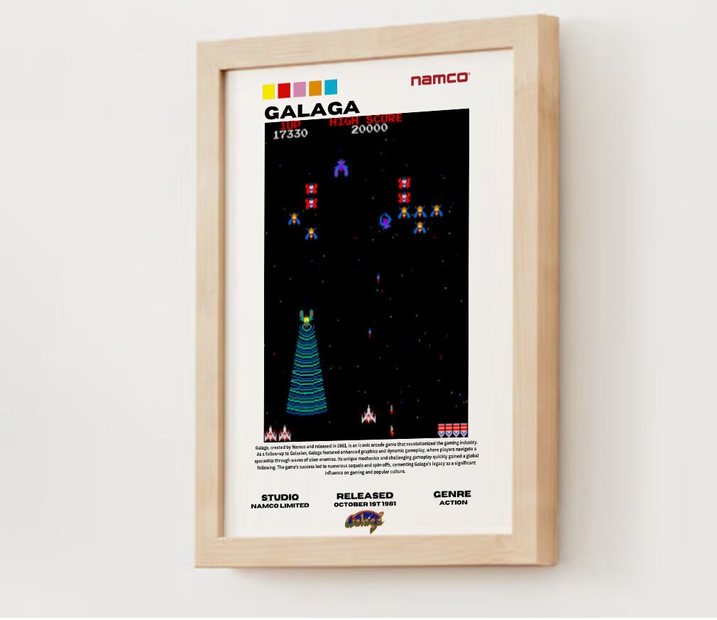 Galaga Digital Download Poster, Retro, Game Poster, Galaga Print ...