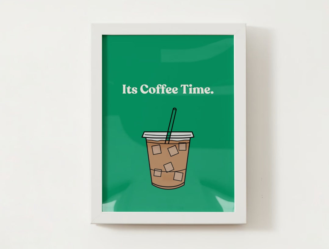 Minimalistic Coffee Print | "its Coffee Time" | Digital Art Download ...