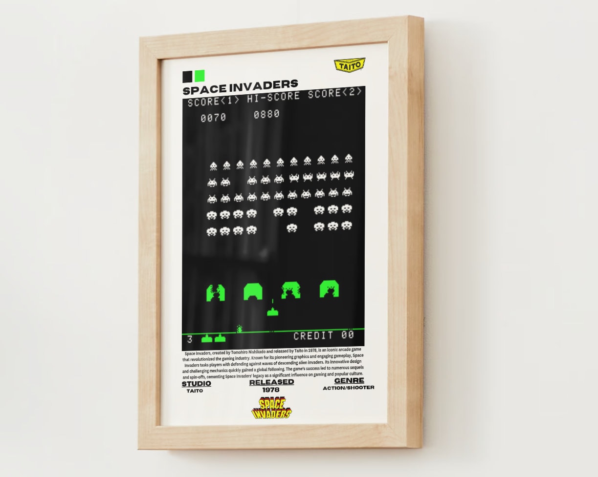 Space Invaders Digital Download Poster, Retro, Game Poster, Space ...
