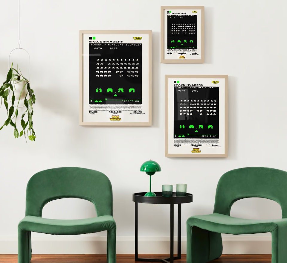 Space Invaders Digital Download Poster, Retro, Game Poster, Space ...