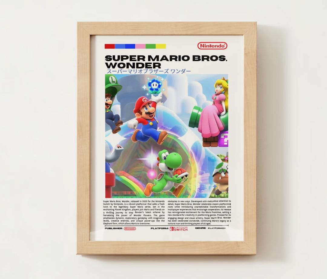 Mario Wonder Digital Download Poster, Switch Art, Game Poster, Mario ...
