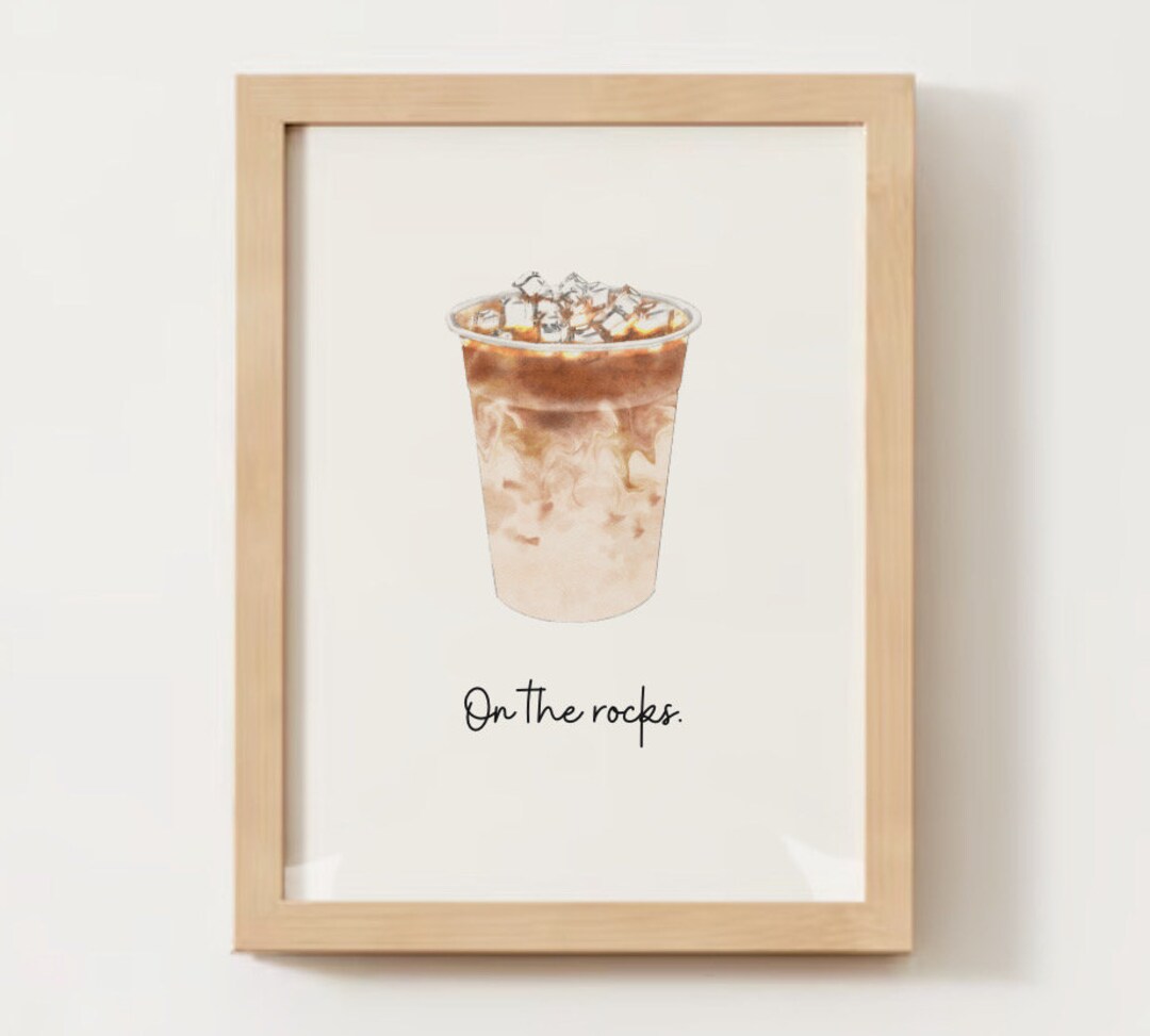 On the Rocks Coffee Digital Poster, Cute Coffee Art, Ice Coffee Poster ...