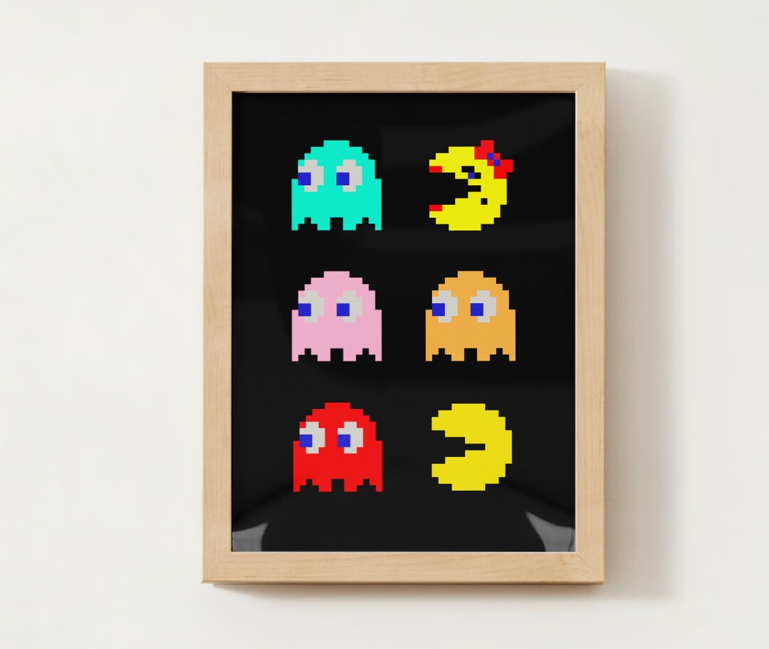 Pac-man Retro Arcade Prints Set, Video Game Prints, Video Game Art ...