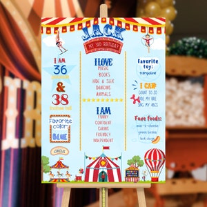 Circus Birthday Poster Board Carnival Theme Party Editable & Printable ...