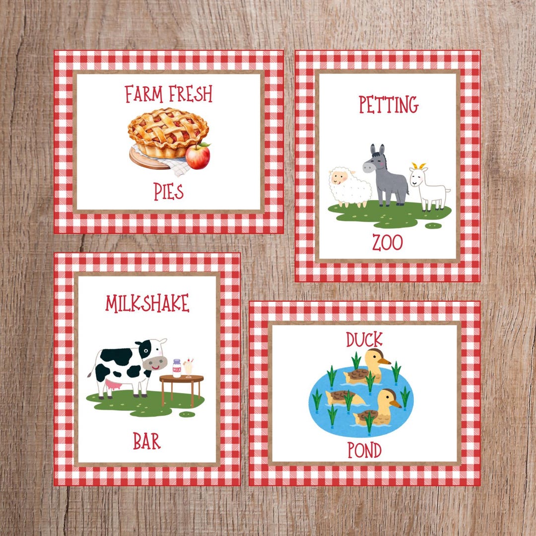 Farm Party Signs | Barnyard Birthday Station Labels | Editable Farm ...