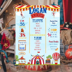 Circus Birthday Poster Board Carnival Theme Party Editable & Printable ...
