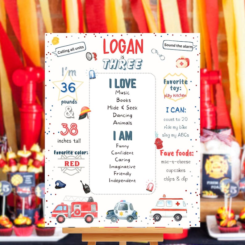 First Responder Birthday Milestone Board Editable Canva Template ...