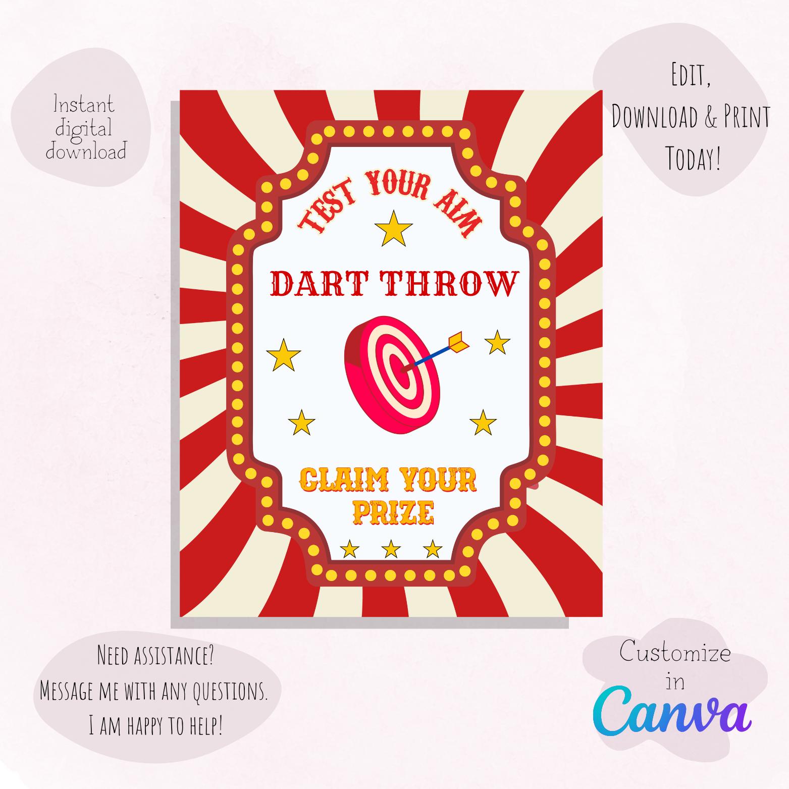 Circus Party Signs: Editable Carnival Booth Decor (canva Template ...
