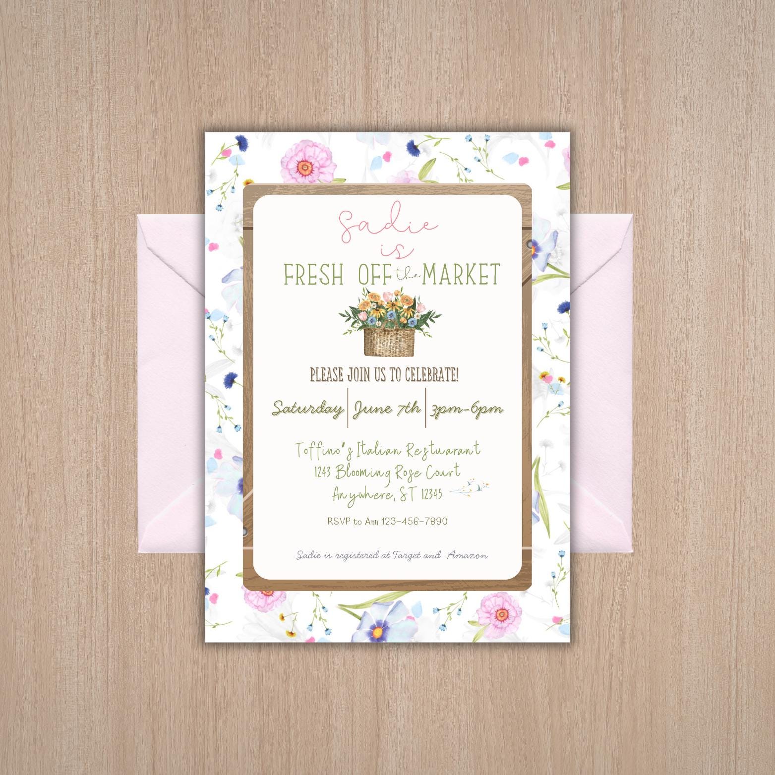 Flower Market Bridal Shower Invitation: Editable 5x7 Canva Template - Etsy