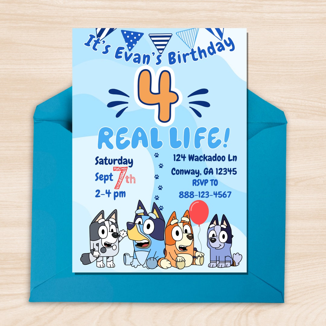 Invitation Bluey Birthday Party Editable Invite Wackadoo on This ...