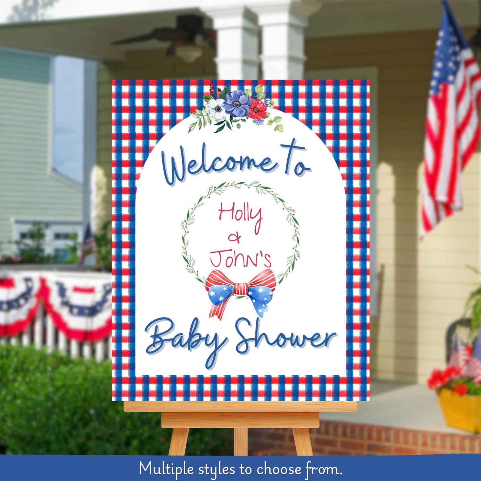 Patriotic Baby Shower Welcome Sign: Red White & Blue (digital Download ...