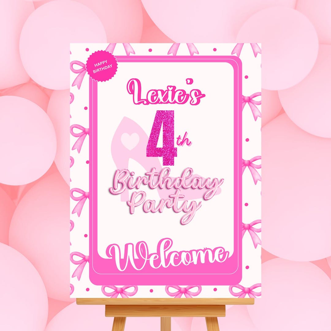 Barbie Birthday Welcome Sign Canva Template | Editable Milestone Board ...