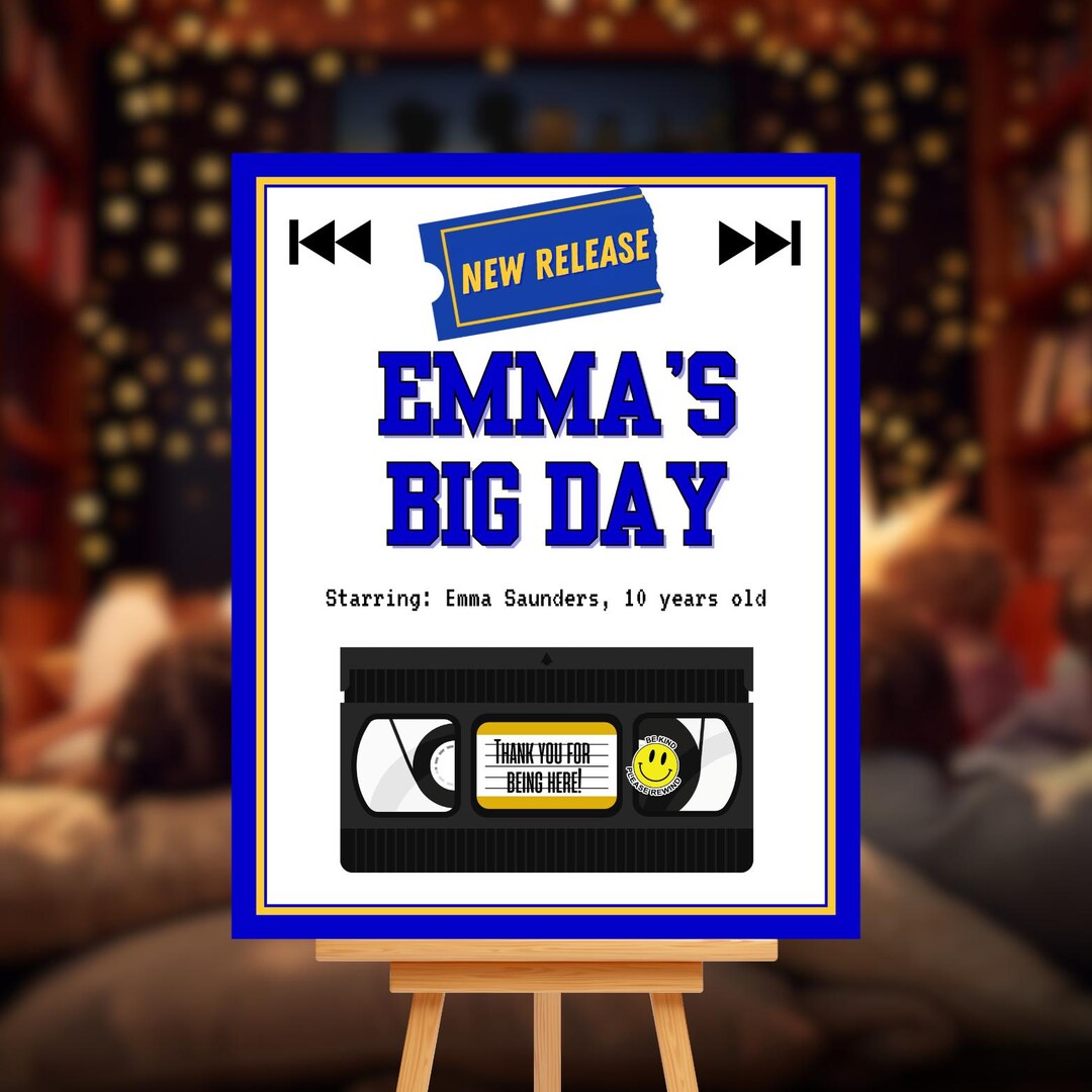 Blockbuster Movie Night Birthday Welcome Sign | Movie Theme Milestone ...