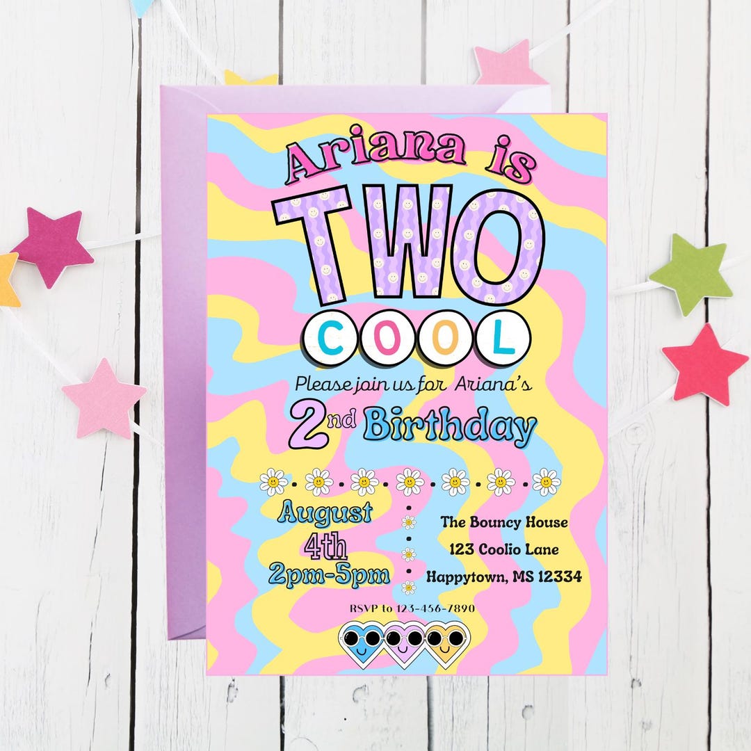 Cool Kid Birthday Party Invitation Template | Two Cool | Cool One| One ...