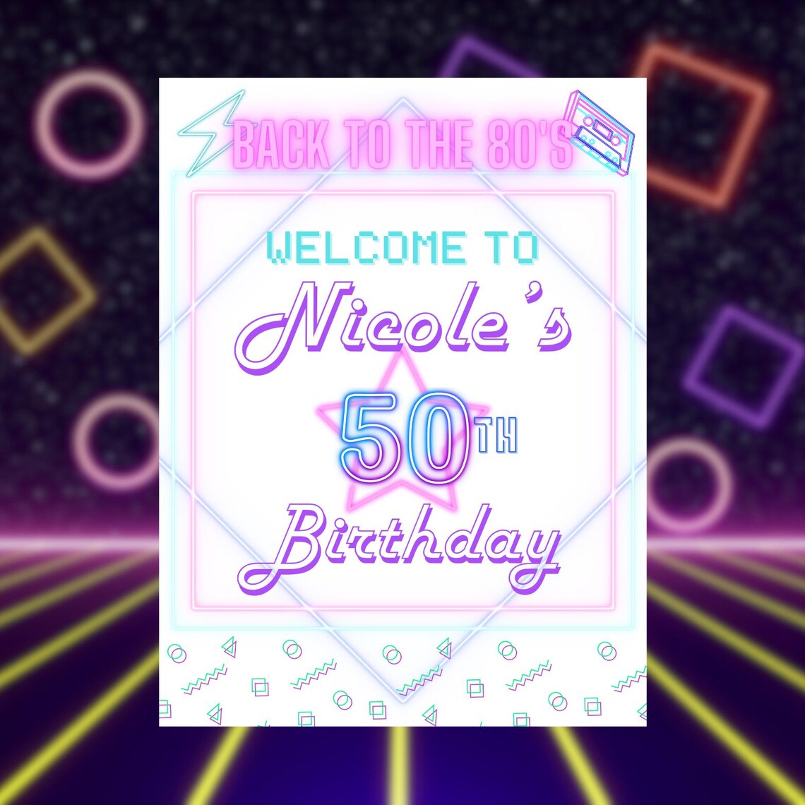 50th Birthday Poster: 1975 Trivia, 80s Retro Theme (canva Template ...