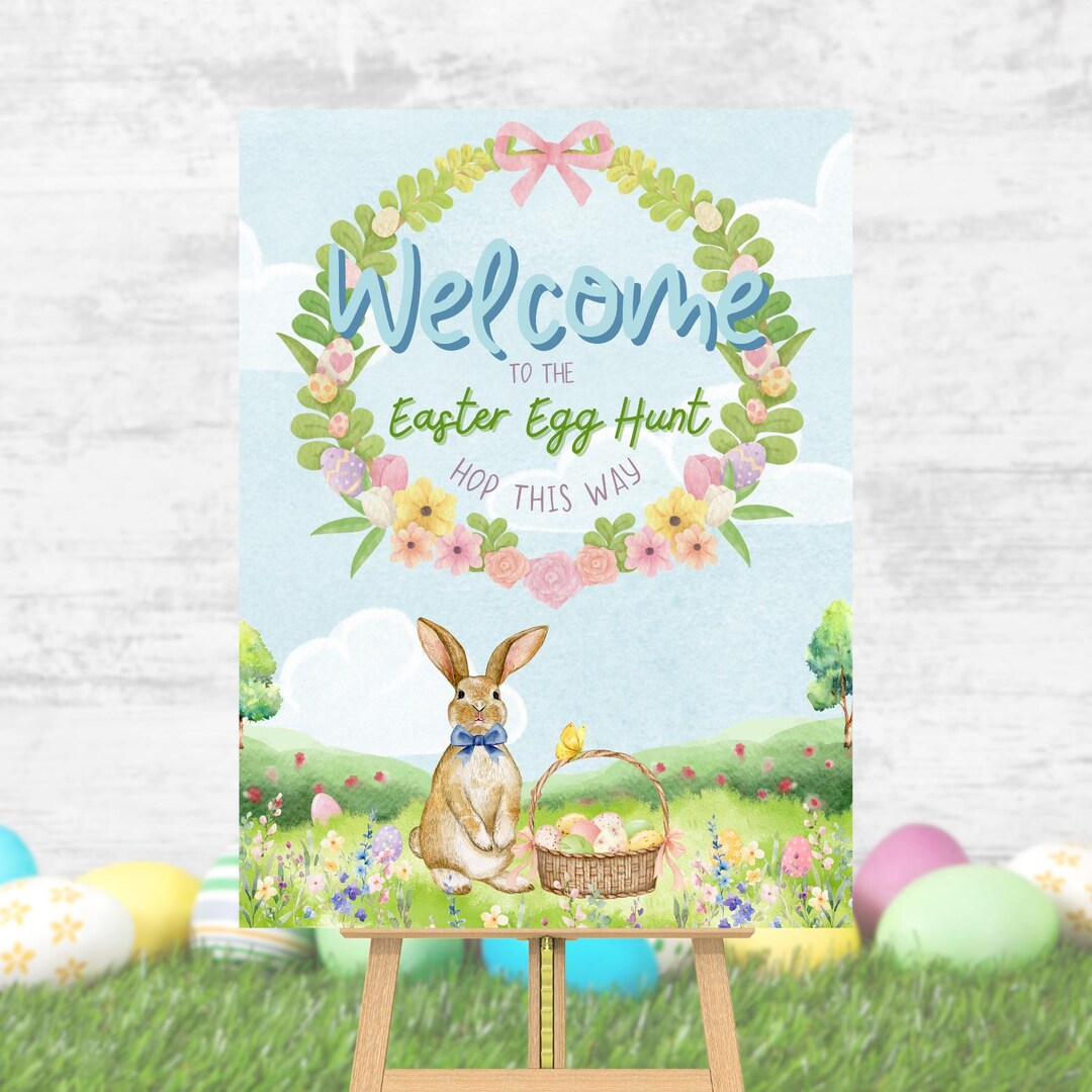Easter Welcome Sign | Easter Egg Hunt | Printable Easter Spring Sign ...