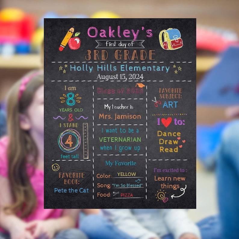 First & Last Day of School Chalkboard Sign: Editable Template (digital ...