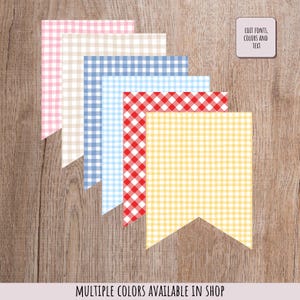 Red Gingham Banner Template: Editable Party Decor (digital Download) - Etsy