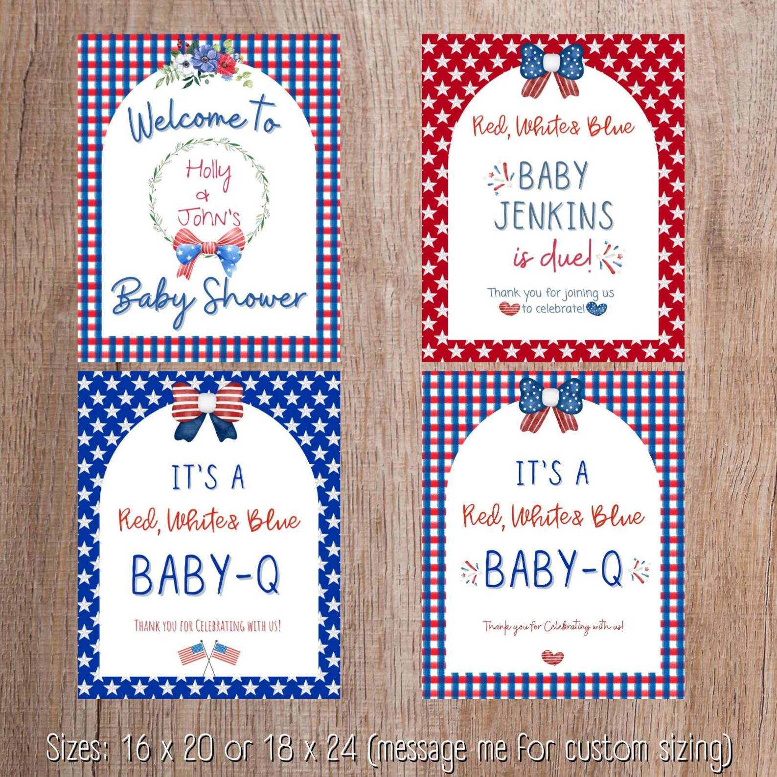Patriotic Baby Shower Welcome Sign: Red White & Blue (digital Download ...