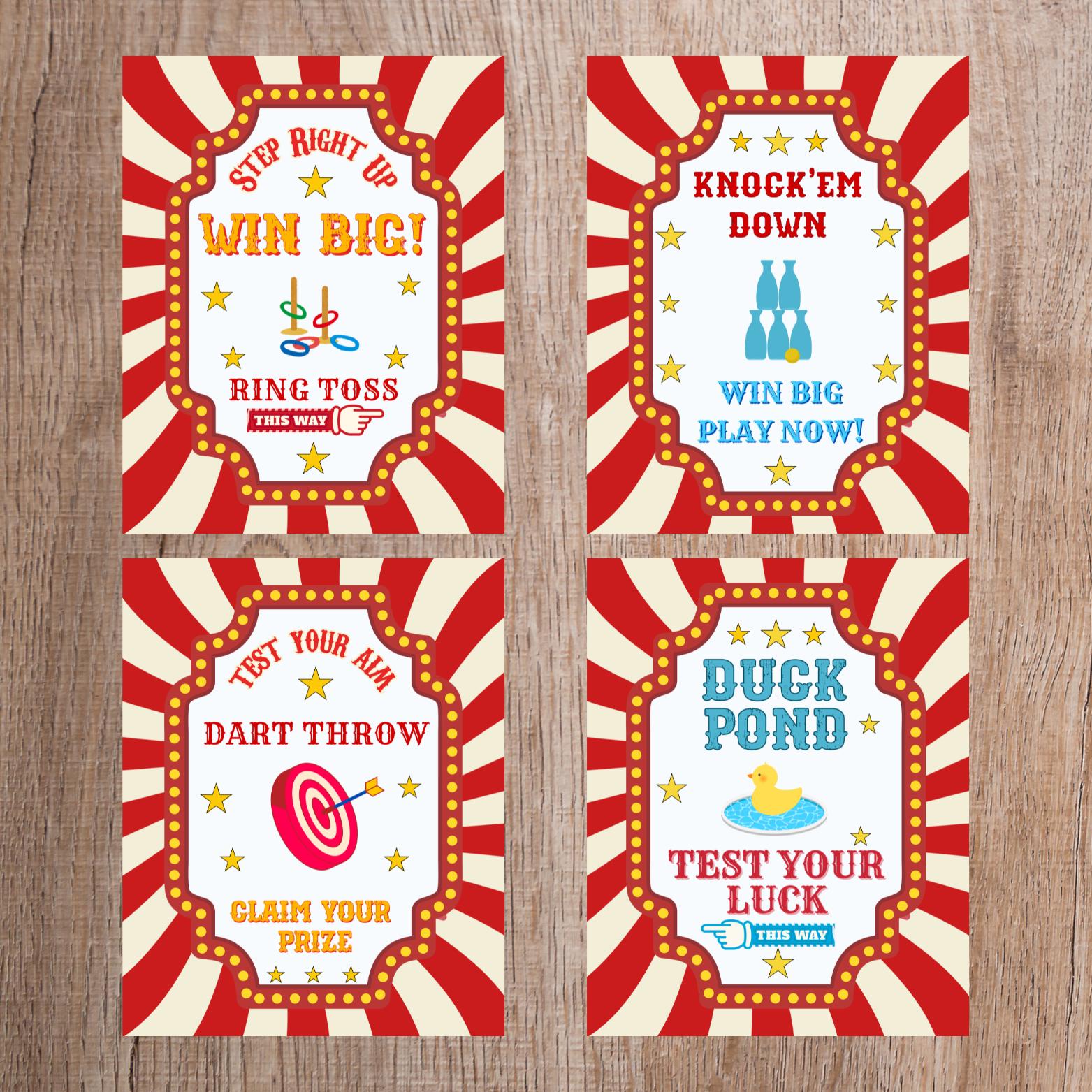 Circus Party Signs Printable Carnival Birthday Table Signs Big Top Food ...