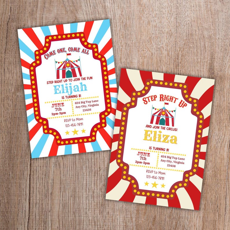 Carnival Party Sign Bundle Editable Circus Birthday Set: Poster ...