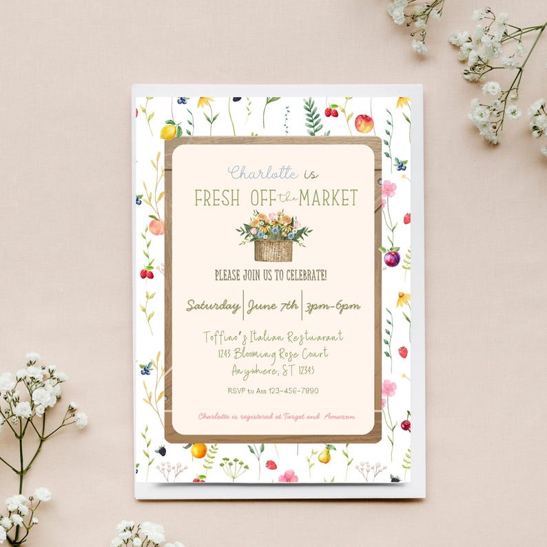 Flower Market Bridal Shower Invitation: Editable 5x7 Canva Template - Etsy