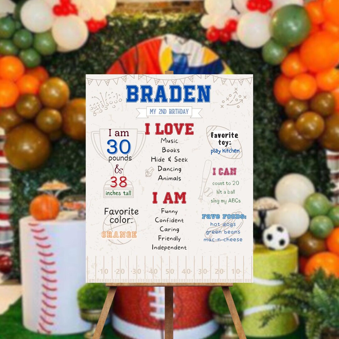 Sports Birthday Milestone Board | 1st 2nd 3rd 4th 5th Birthday| First ...