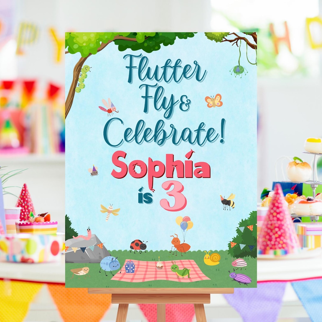 Bug Birthday Milestone Board & Welcome Sign Canva Template | Editable ...