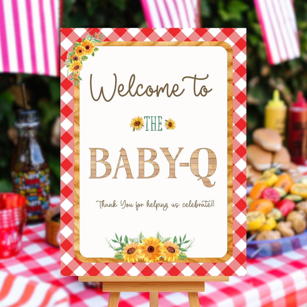 Baby-q Welcome Sign: BBQ Theme, Customizable Printable (digital ...