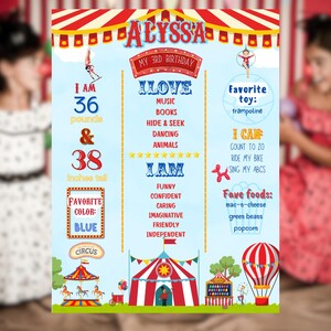 Circus Birthday Poster Board Carnival Theme Party Editable & Printable ...
