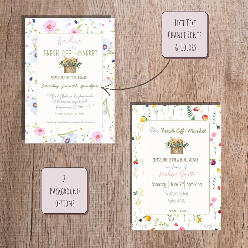 Flower Market Bridal Shower Invitation: Editable 5x7 Canva Template - Etsy