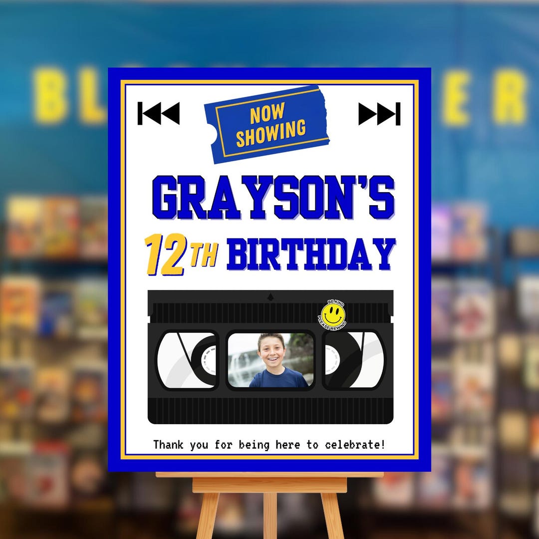 Movie Night Birthday Welcome Sign | Blockbuster Movie Theme Milestone ...