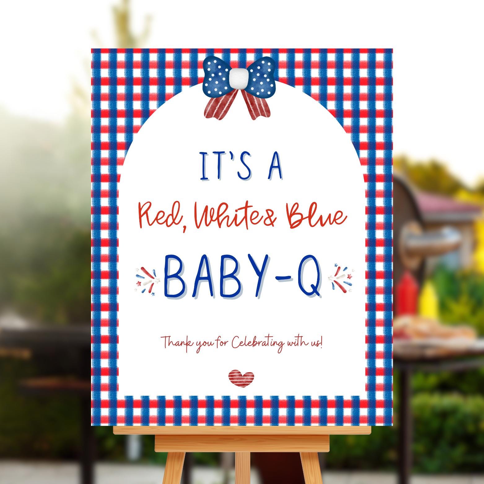 Patriotic Baby Shower Welcome Sign: Red White & Blue (digital Download ...