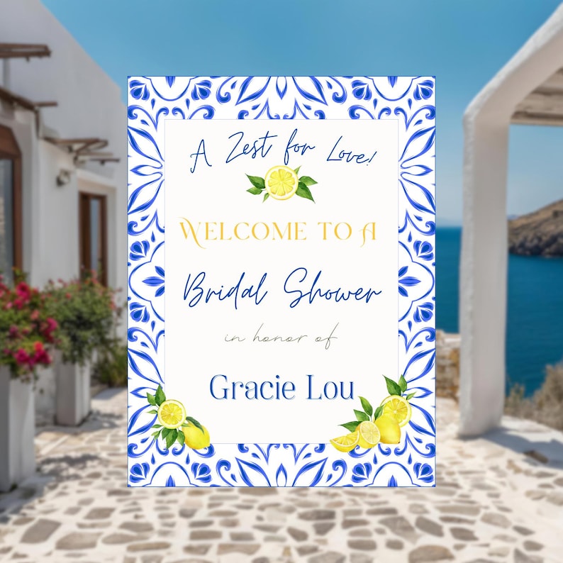 Amalfi Coast Welcome Sign: Lemon & Tile Bridal Shower Decor (digital ...
